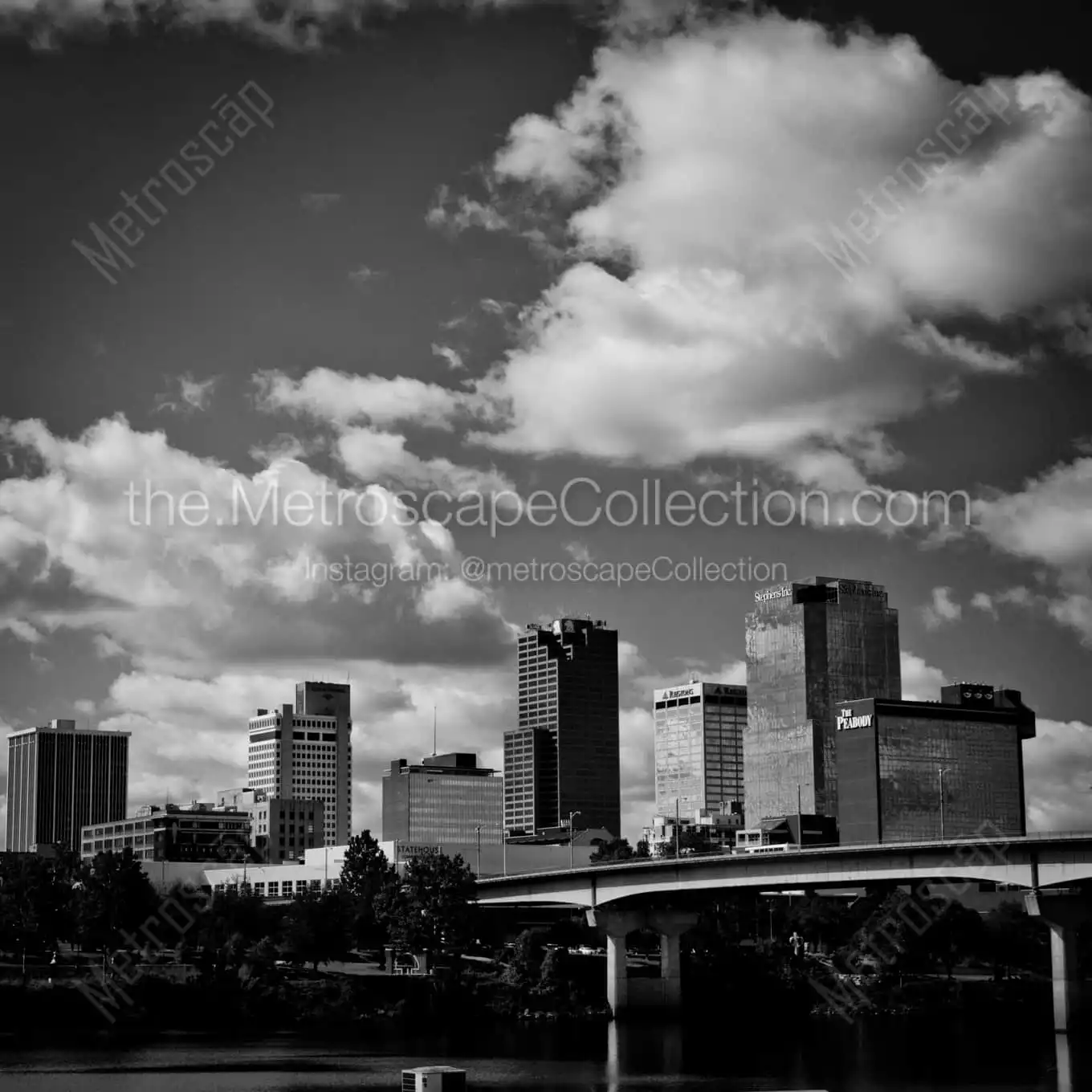 Downtown Little Rock Arkansas Skyline Black and White