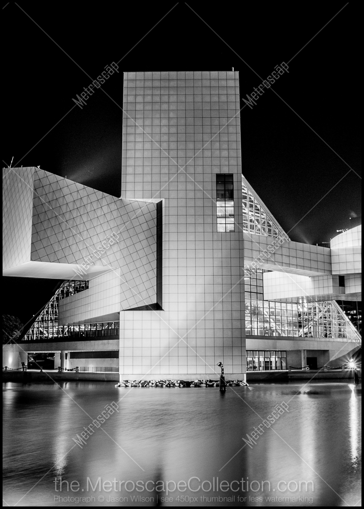 The Backside of the Rock and Roll Hall of Fame black and white Photography