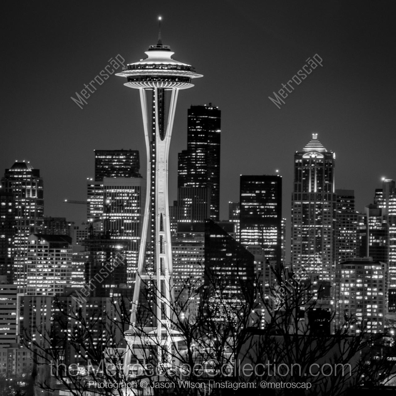 The Seattle Space Needle black and white Photography