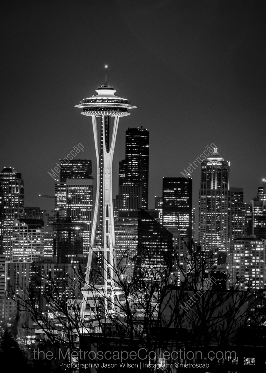 The Seattle Space Needle black and white Photography