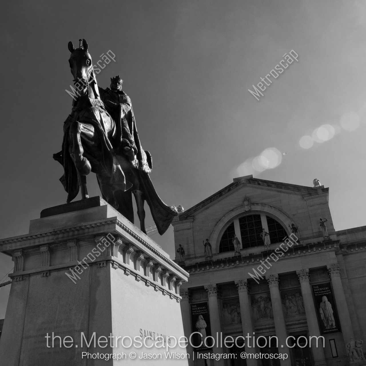 The Saint Louis Statue at the Art Museum black and white Photography