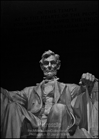 The Abe Lincoln Statue in the Lincoln Memorial black and white Photography