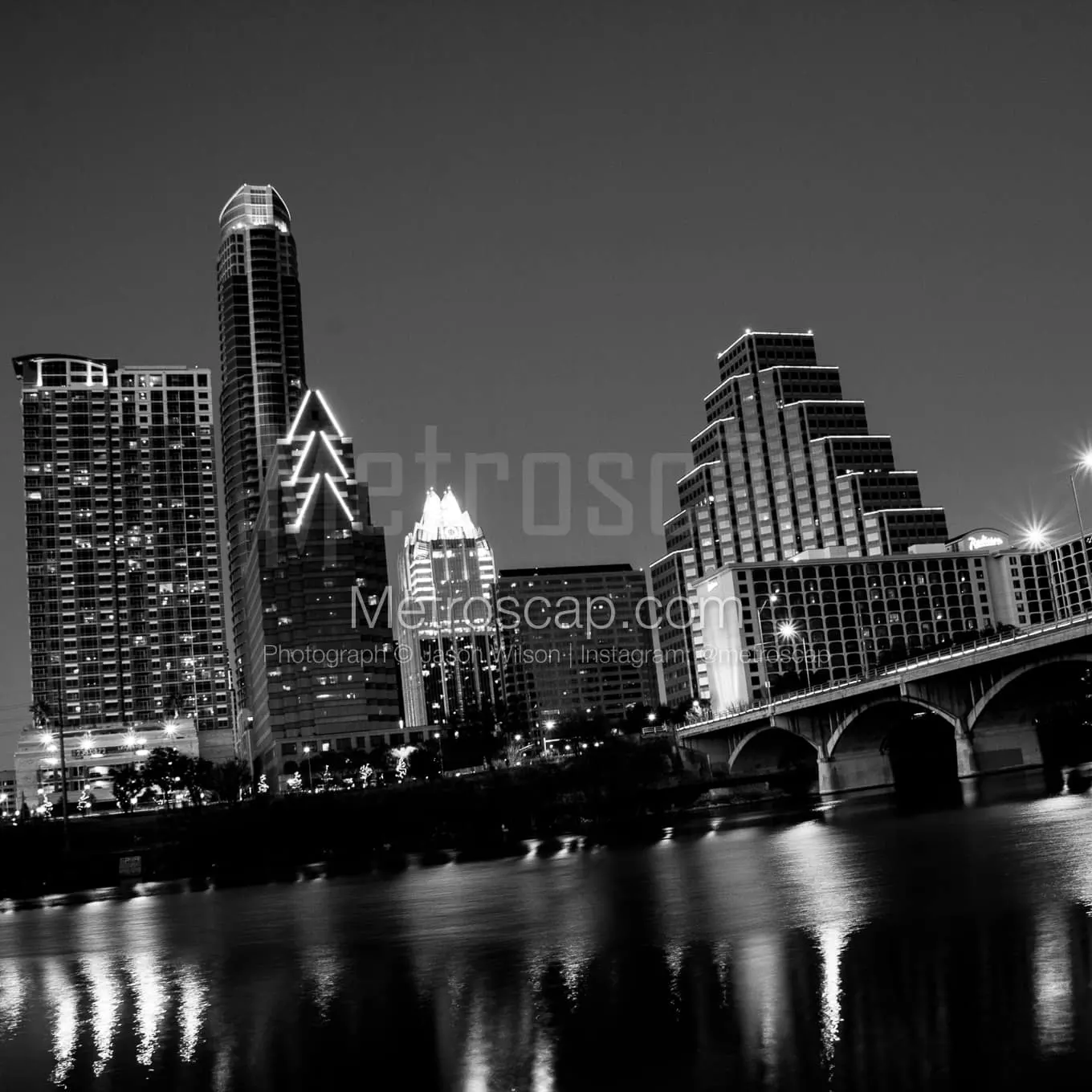 Austin Tx Skyline Black and White
