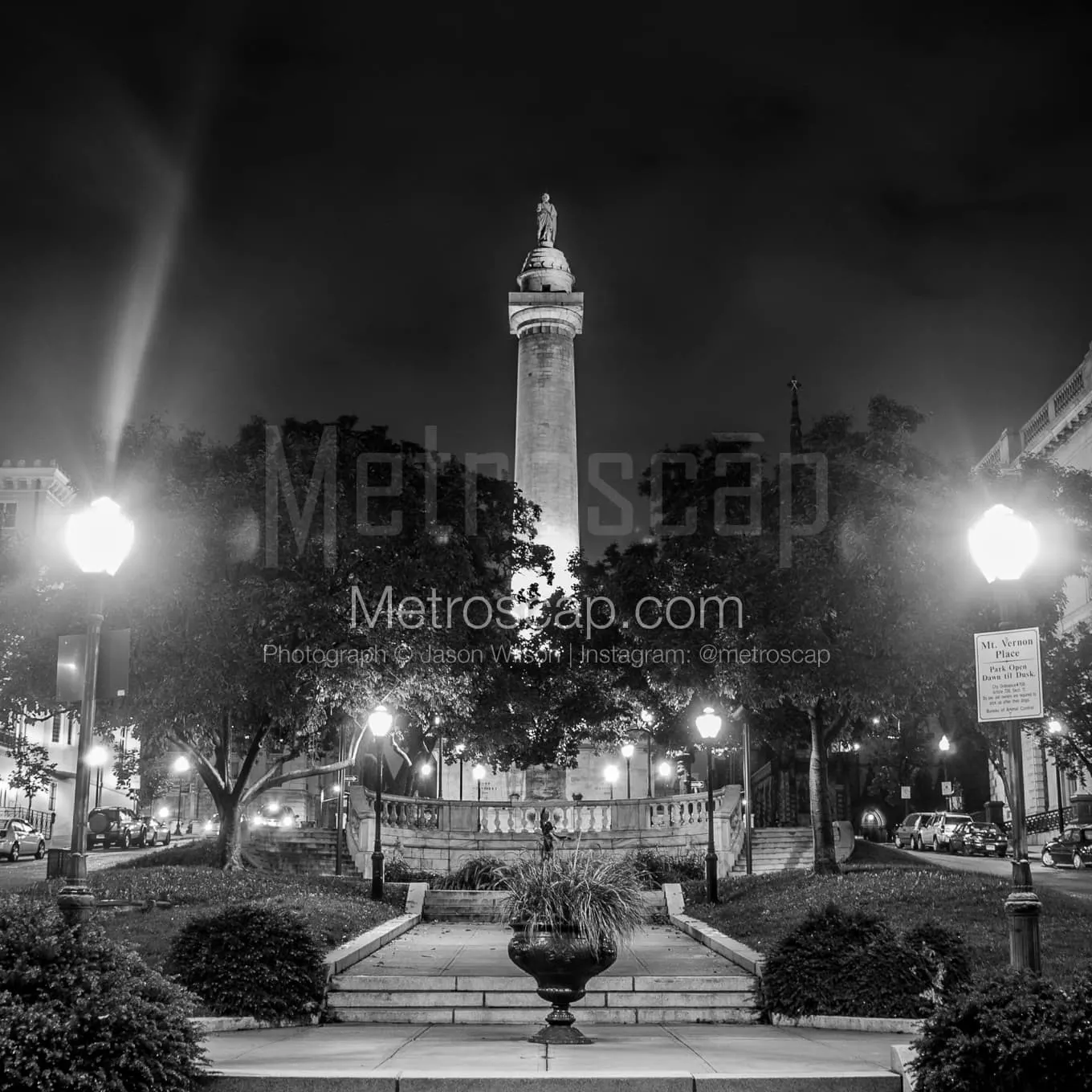Baltimore Washington Monument Black and White