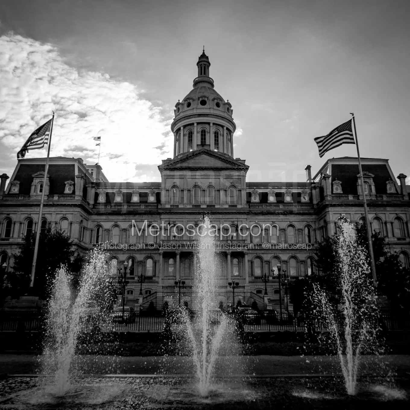 War Memorial Baltimore City Hall Black and White