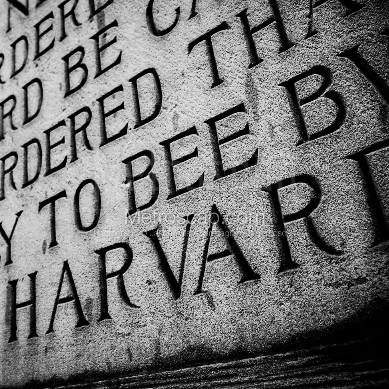 Boston Photography Black and White: The Harvard Cornerstone Inscription