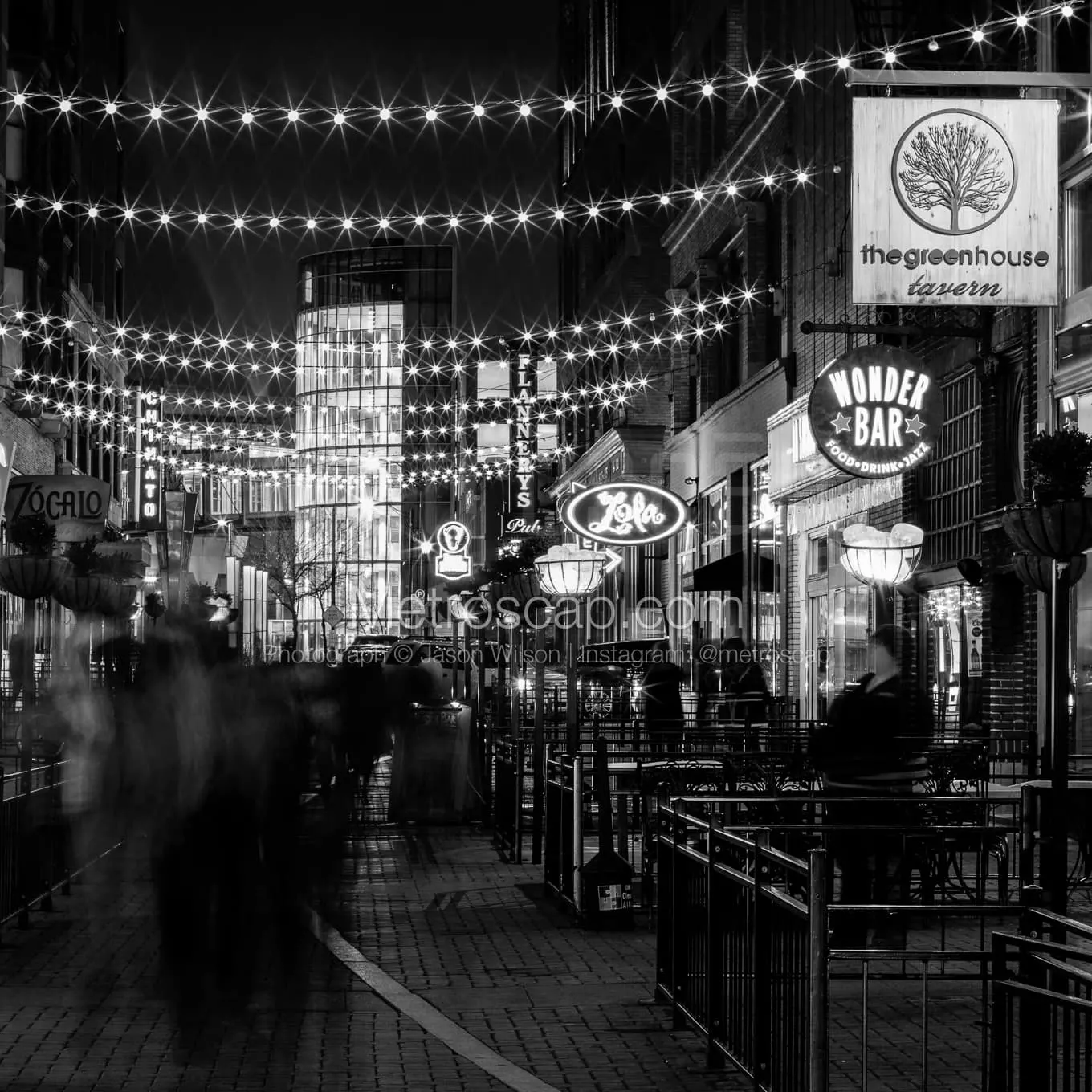 East Fourth Street Downtown Cleveland Black and White