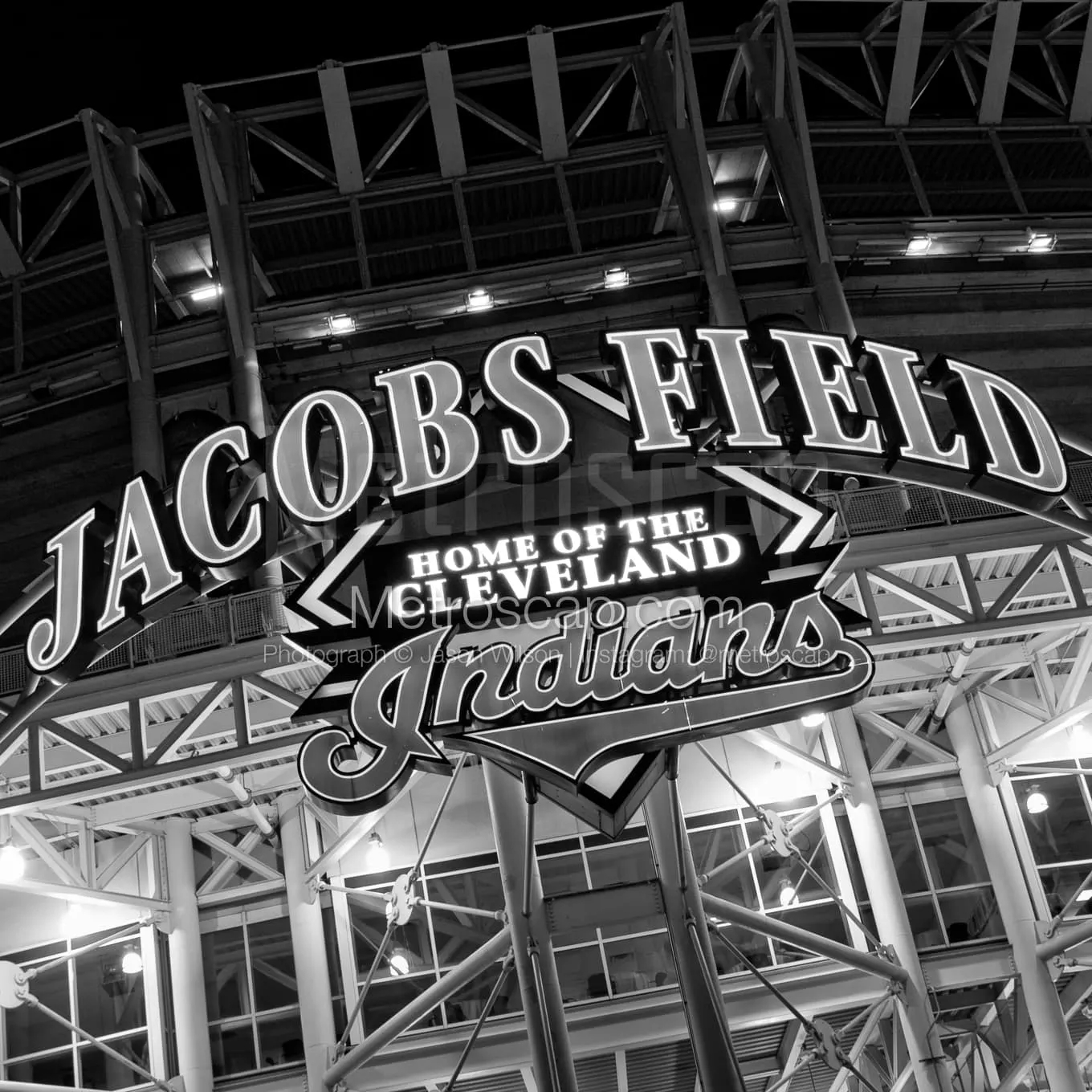 Cleveland Photography Black and White: The Jacobs Field Sign