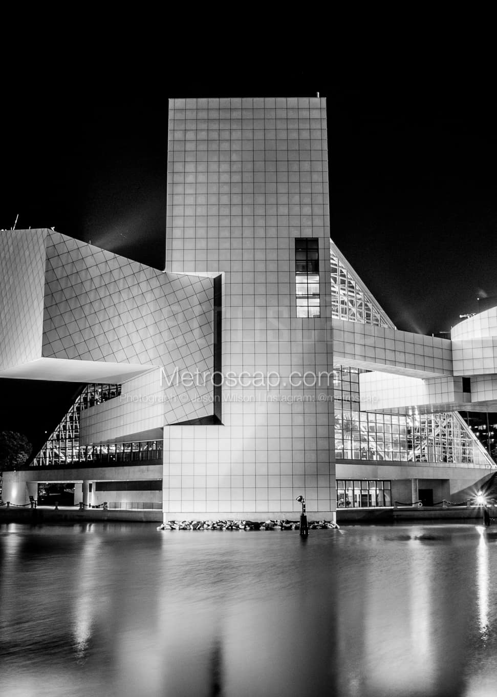 The Backside of the Rock and Roll Hall of Fame black and white Photography