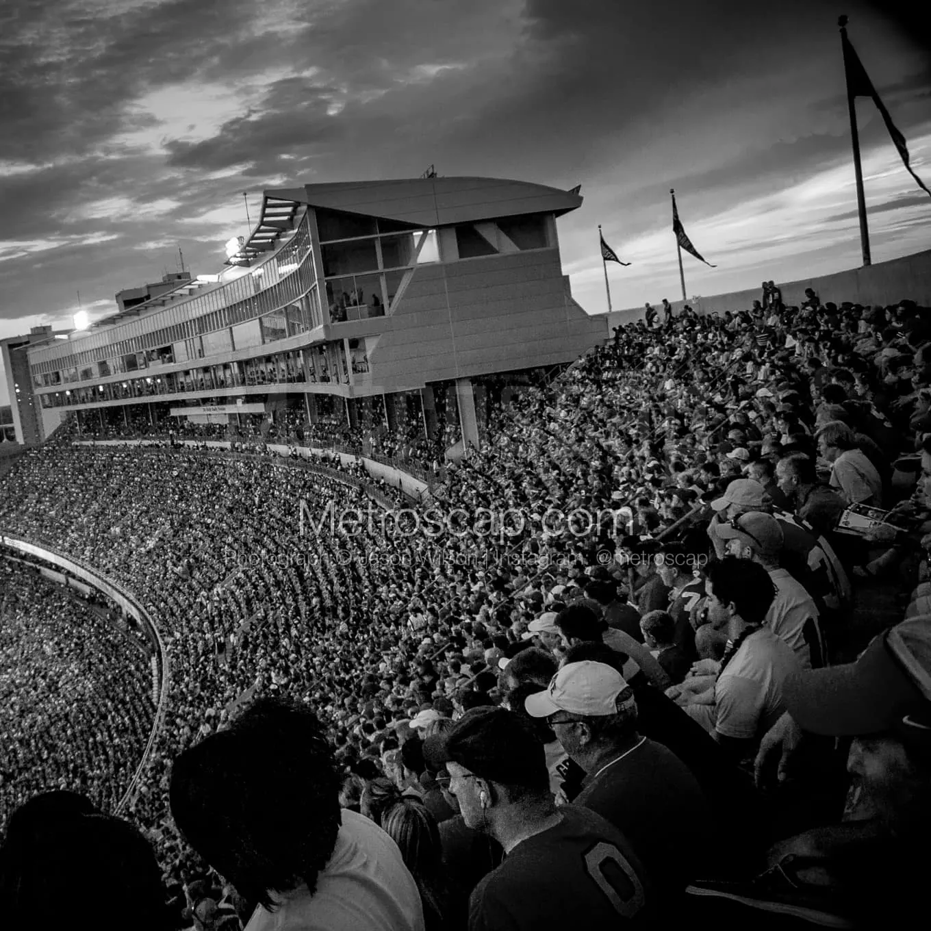 Ohio Stadium Press Box Black and White
