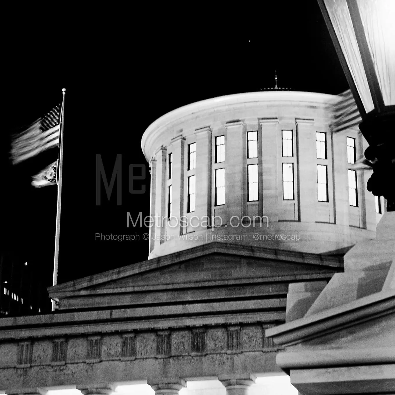 Ohio Statehouse Rotunda Black and White