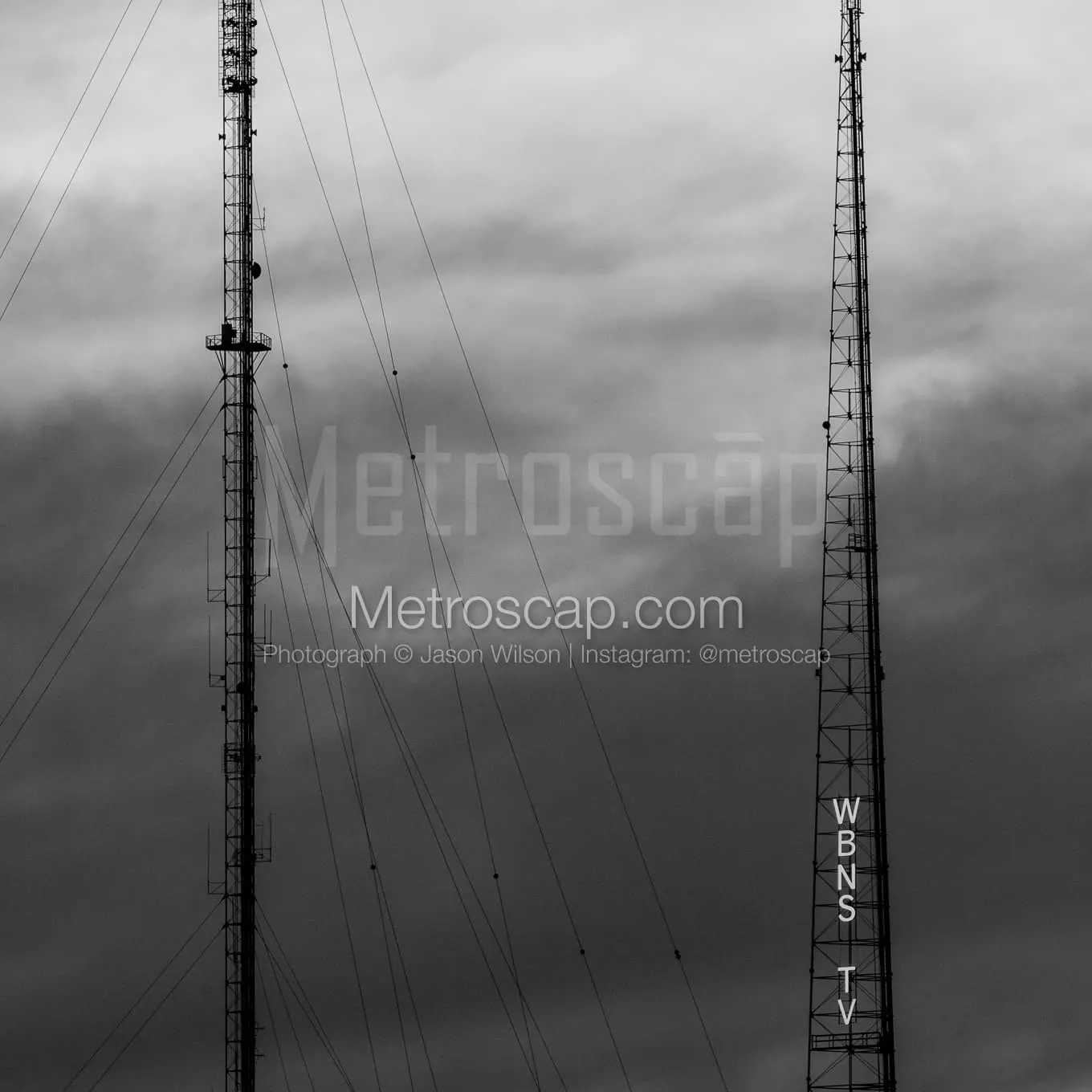 Columbus Photography Black and White: The WBNS-TV Towers off of 315 and 670 in Downtown Columbus
