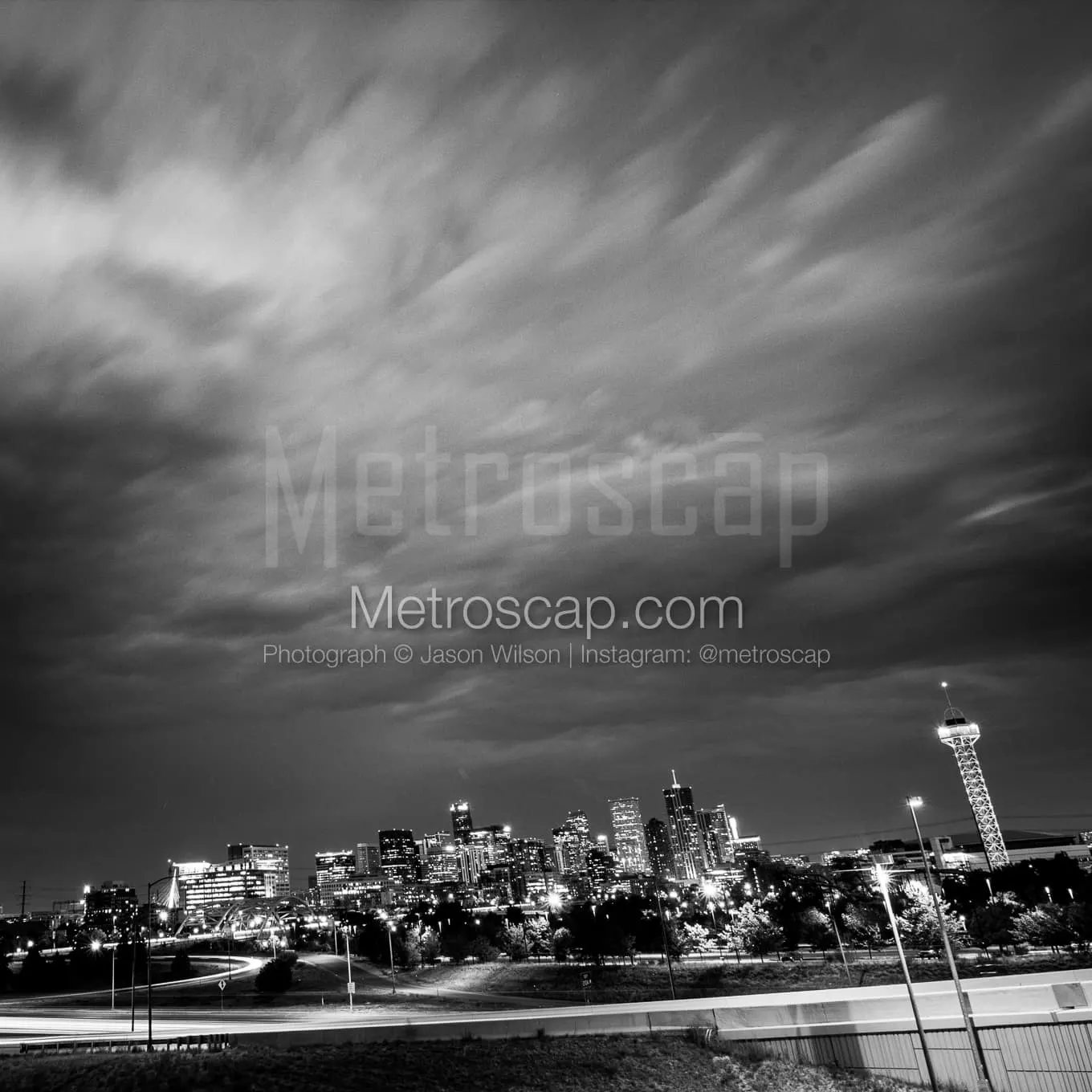 Denver Photography Black and White: Clouds Sweep over the Denver Skyline