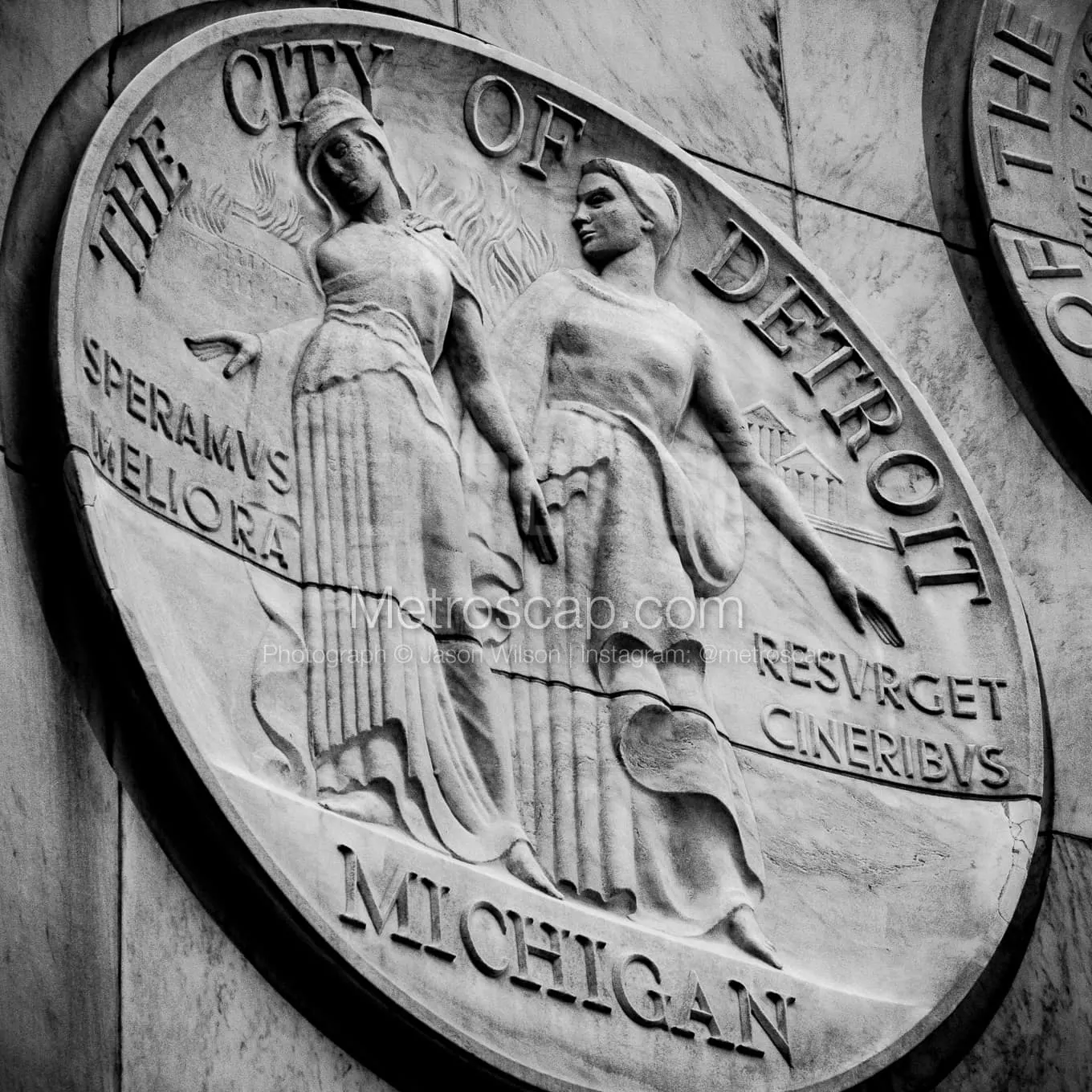 Detroit Photos Black and White: The Seal of the City of Detroit on the ...