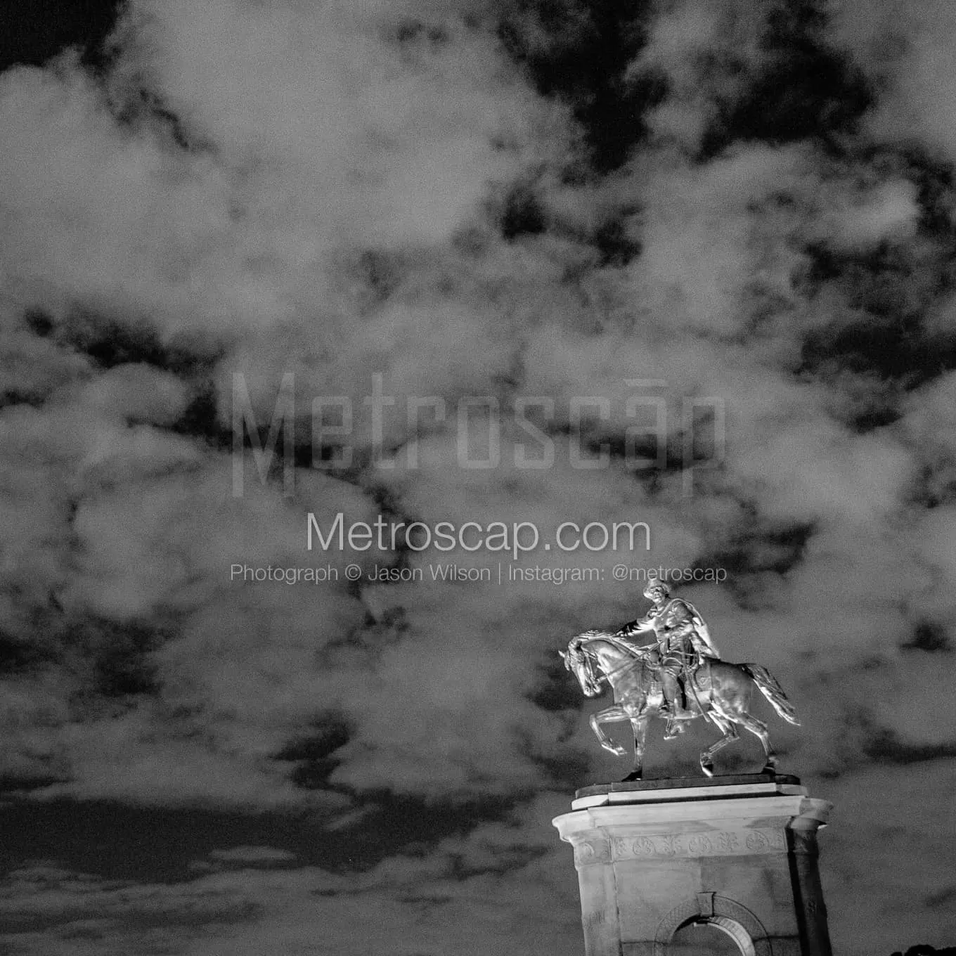 Sam Houston Statue Hermann Park Black and White