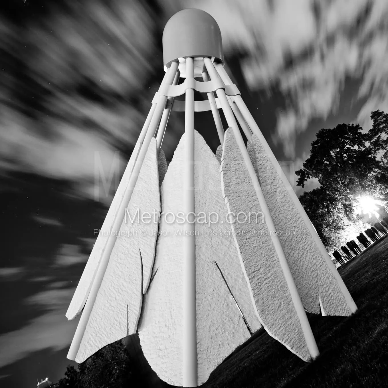 Kansas City Photography Black and White: The KC Shuttlecock at Night