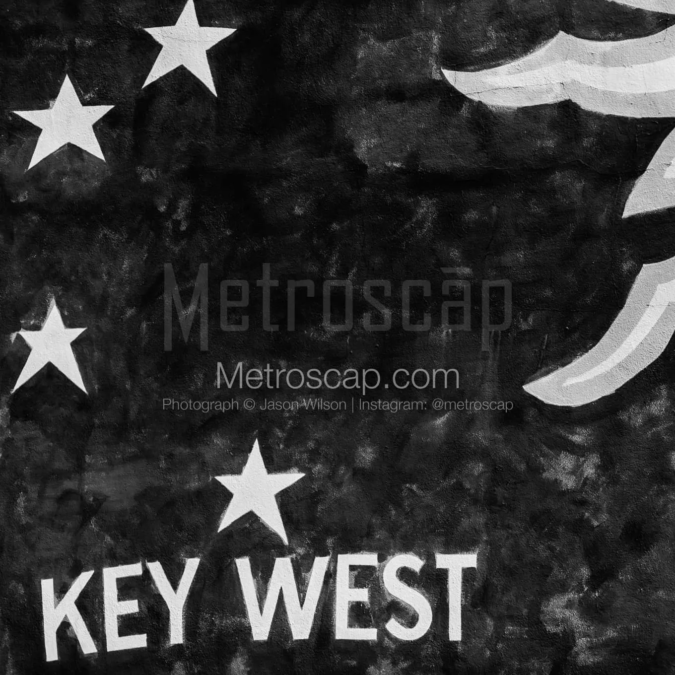Key West Mural Black and White