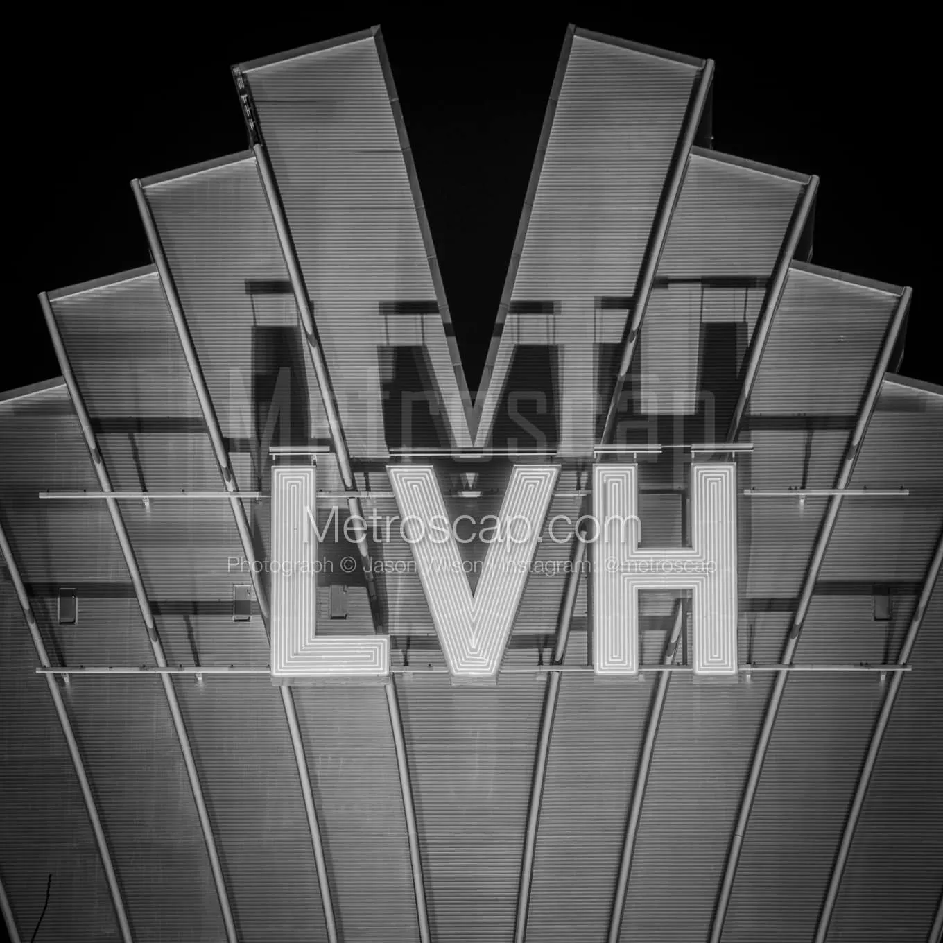 Las Vegas Hilton Sign Black and White