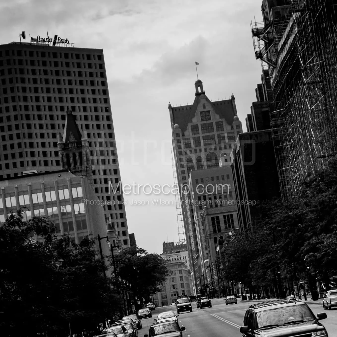 Milwaukee Photography Black and White: Wisconsin Avenue in Downtown ...
