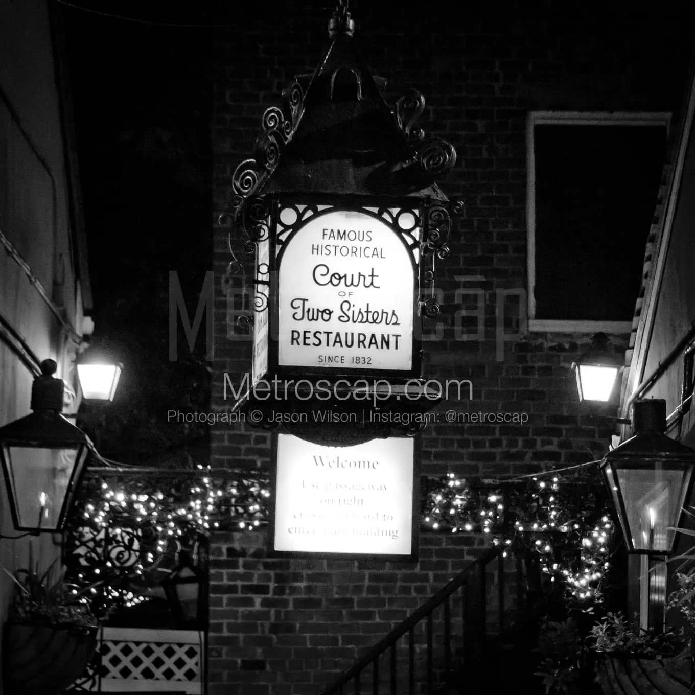 Court Of Two Sisters Restaurant Black and White