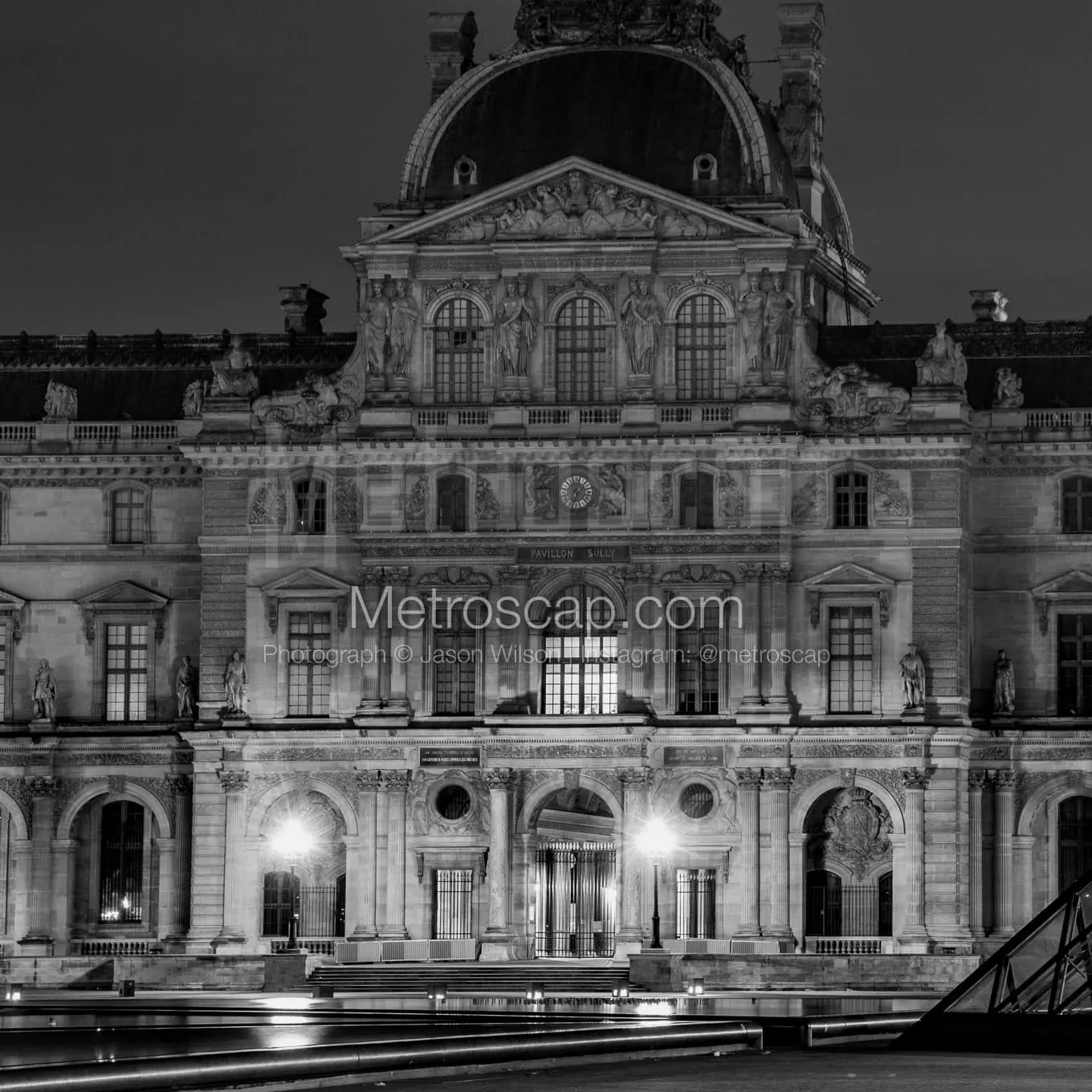 Paris Photography Black and White: The Sully Pavilion of the Louvre
