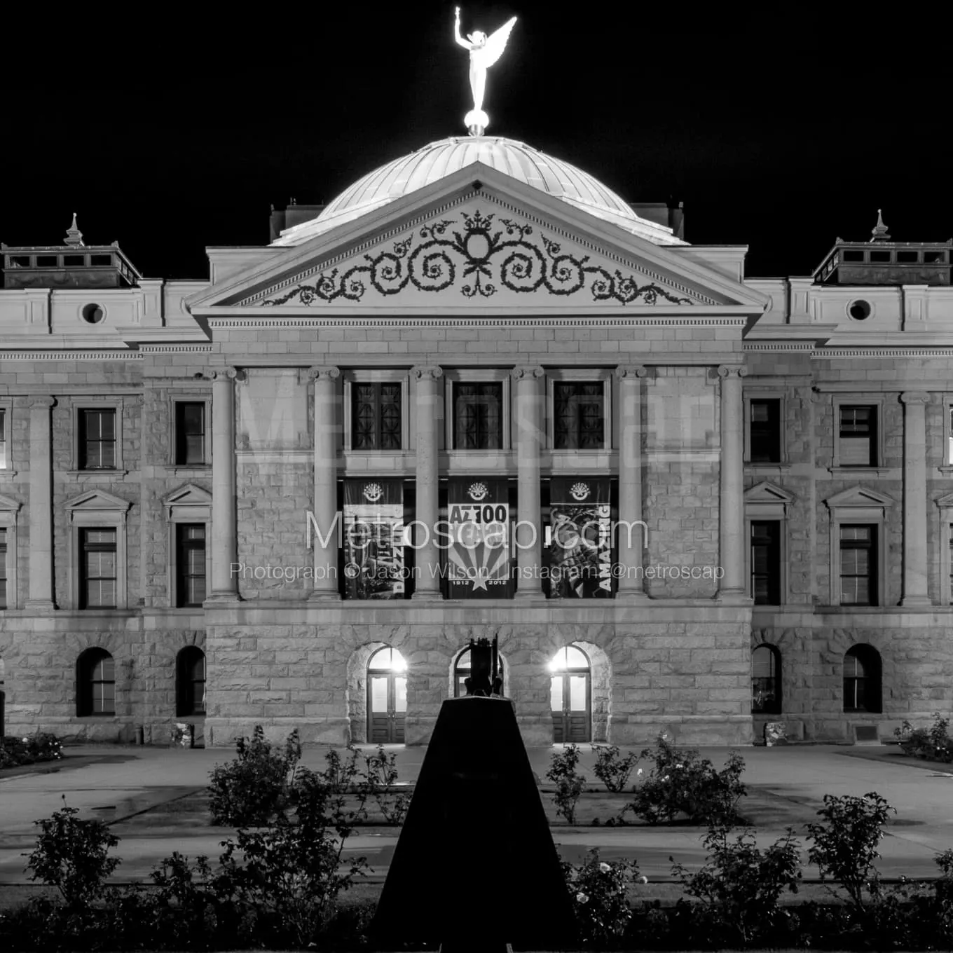 Arizona Capitol Building Black and White