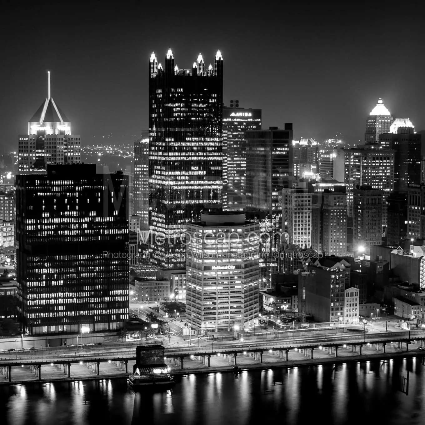 Ppg Building Pittsburgh Skyline Black and White
