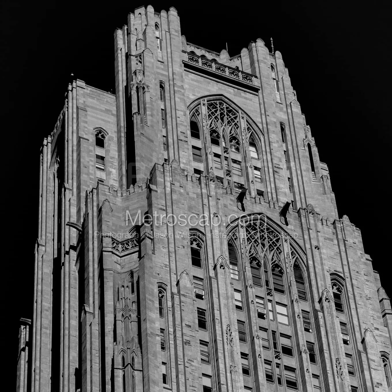 Top Of Cathedral Of Learning Black and White
