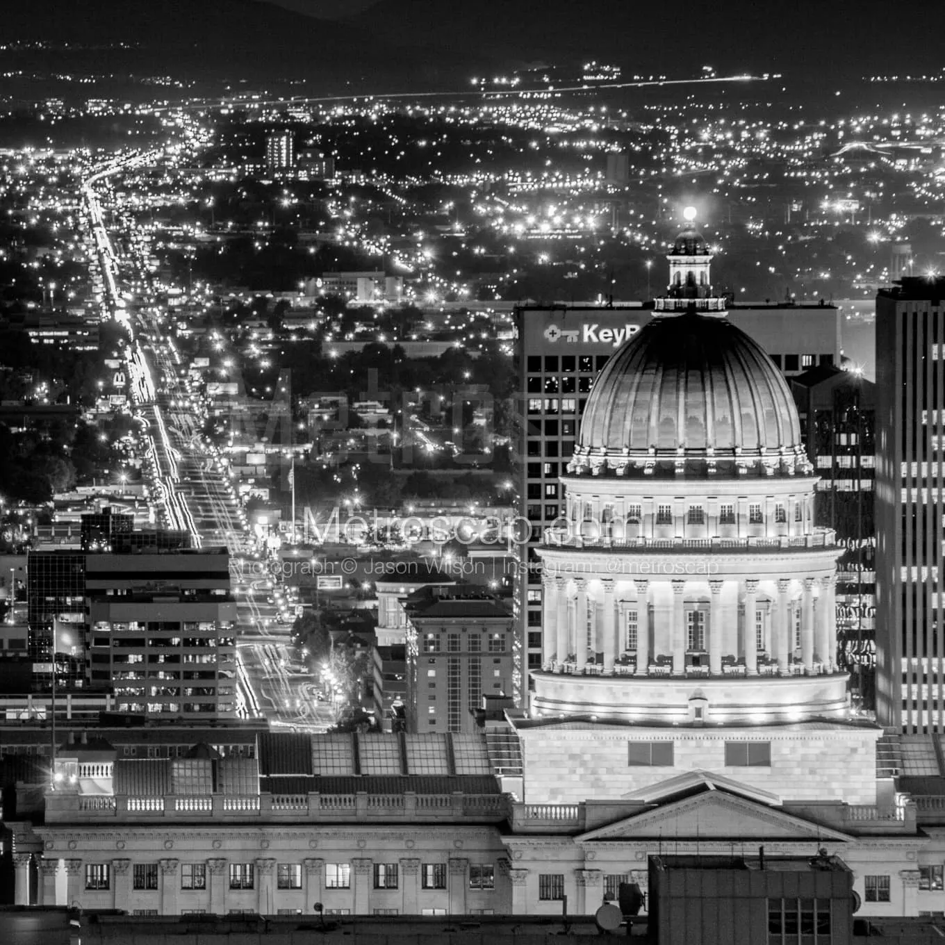Salt Lake City Photos Black and White: Utah Capitol and State Street