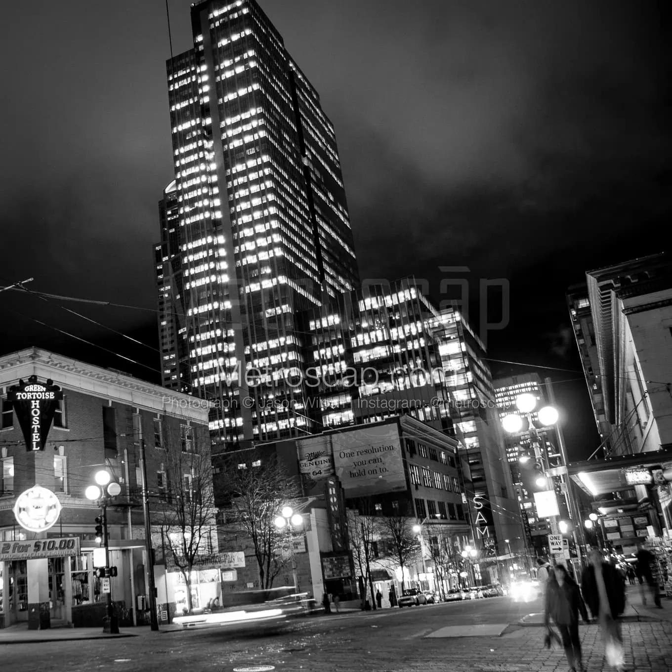 Downtown Seattle Cityscape Black and White