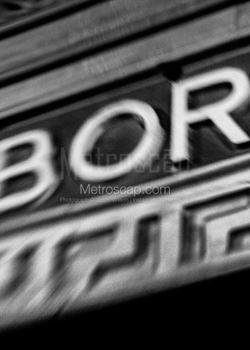 A Blurry Ybor City Sign black and white Photography