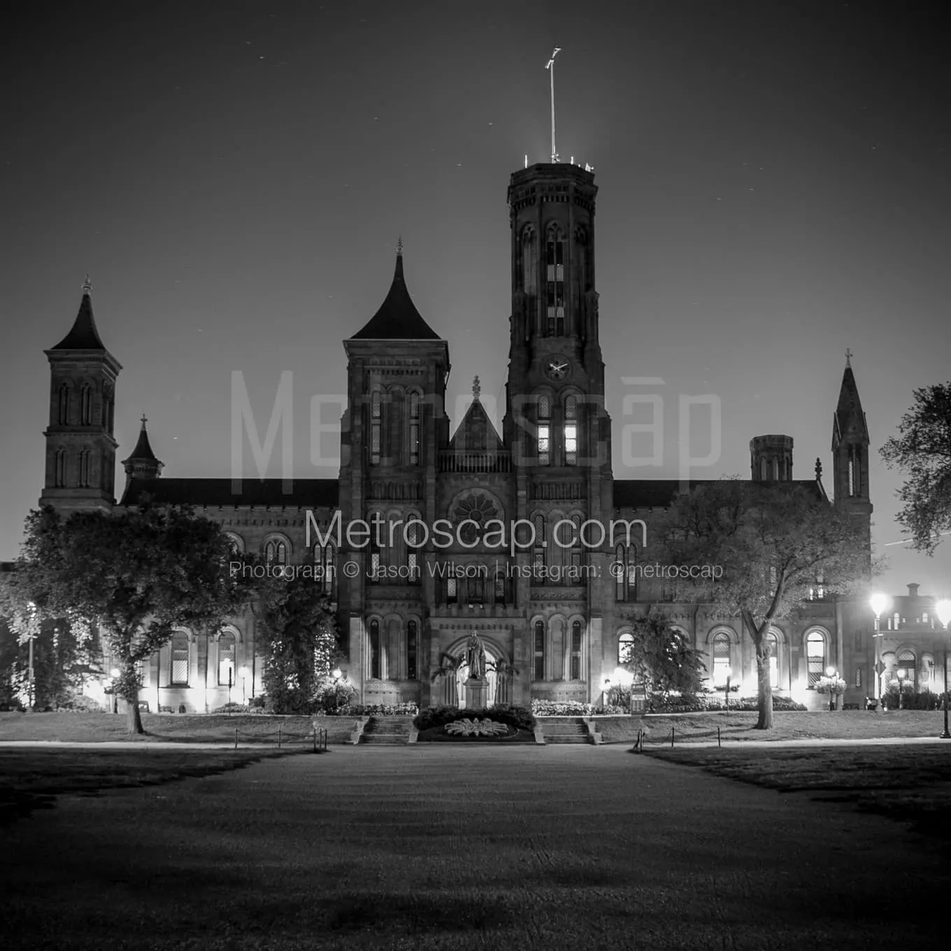 Smithsonian Castle Black and White